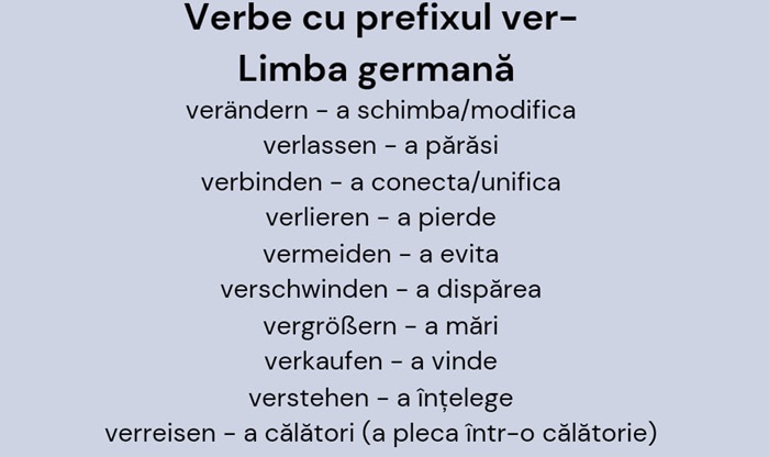 Verbe cu prefixul ver in limba germana – Limba germana